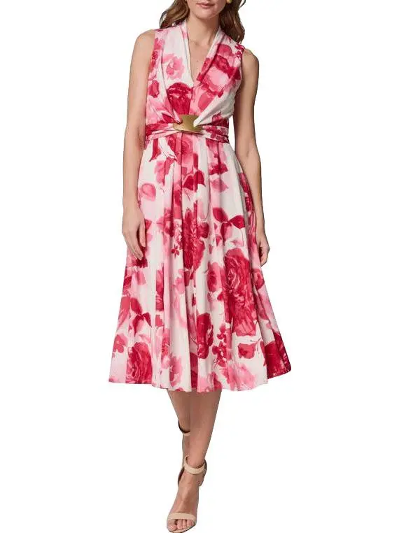 Donna Karan New York Floral Print Sleeveless Midi Dress - Azalea Muli