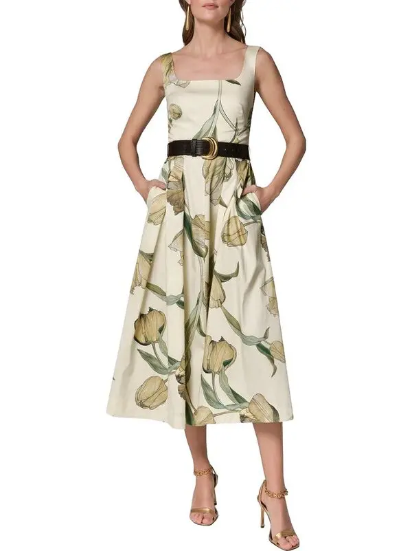 Donna Karan New York Floral Print A-line Dress - Pannacott