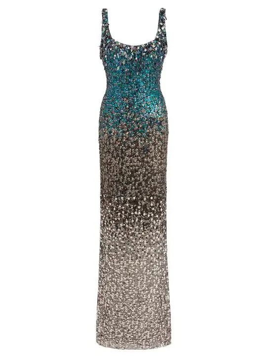 Jenny Packham Decora Sequin-embellished Maxi Gown - Liquorice