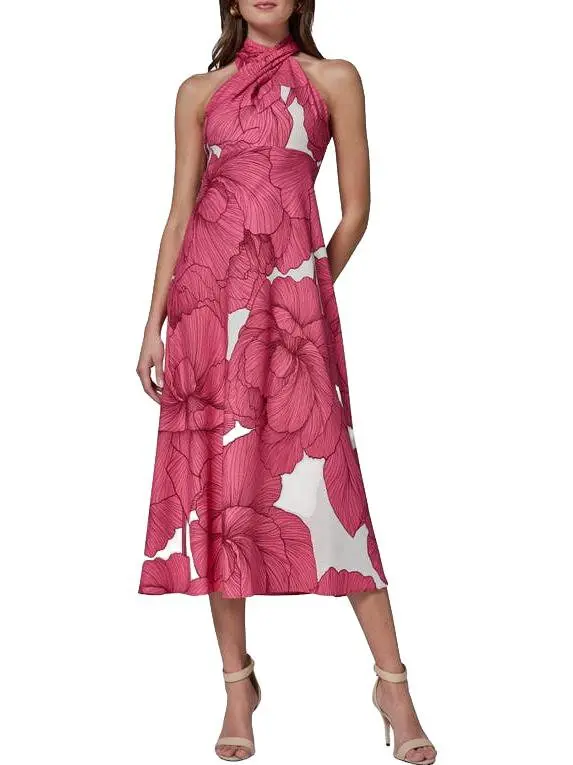 Donna Karan New York Floral Print A-line Dress - Azalea Muli