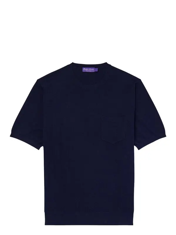 Ralph Lauren Purple Label Textured Silk-blend T-shirt - Blue