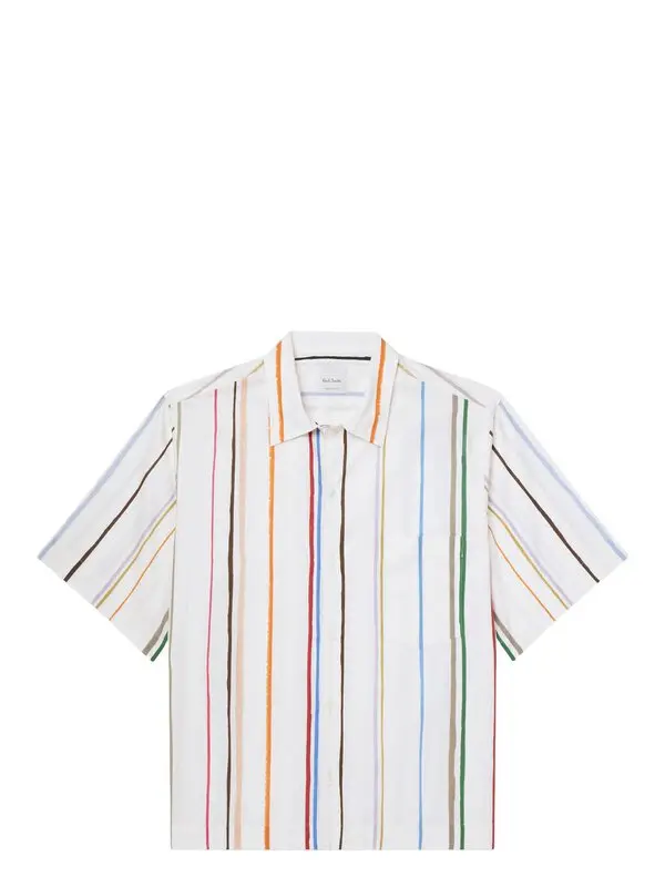 Paul Smith Striped Cotton And Lyocell-blend Twill Shirt - White
