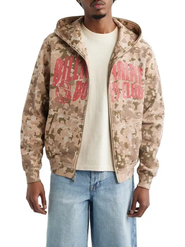 BILLIONAIRE BOYS CLUB Camouflage Cotton Zip-front Graphic Hoodie - Doeskin
