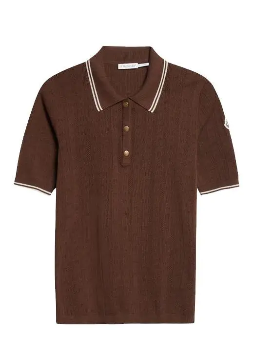 Moncler Tipped Polo - Brown