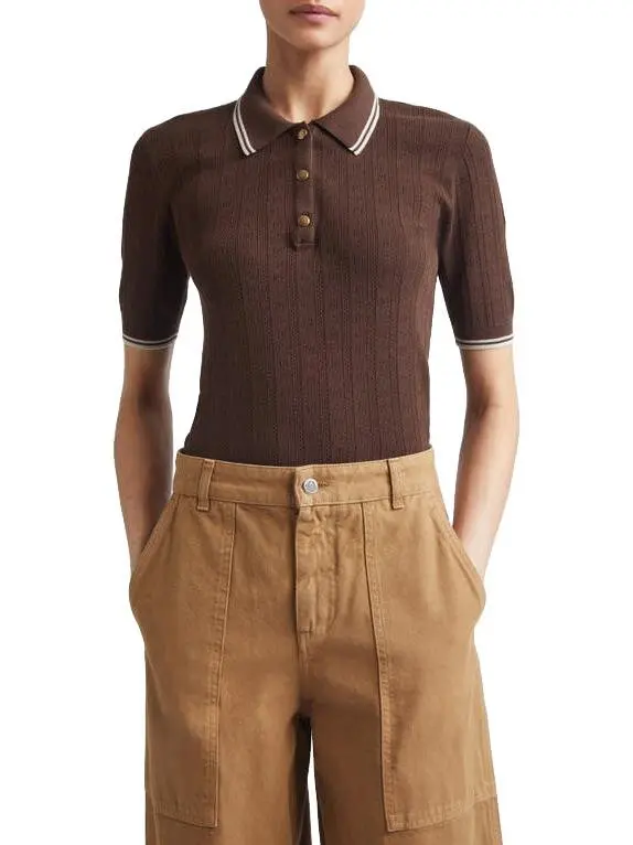 Moncler Tipped Polo - Brown