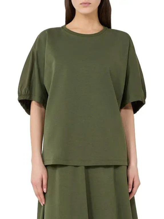 MM BY MAX MARA Puff Sleeve Crewneck Top - Moss Green