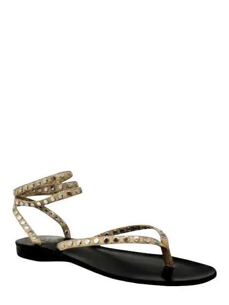 SHU SHOP Bibi Studded Ankle Strap Sandals - Beige