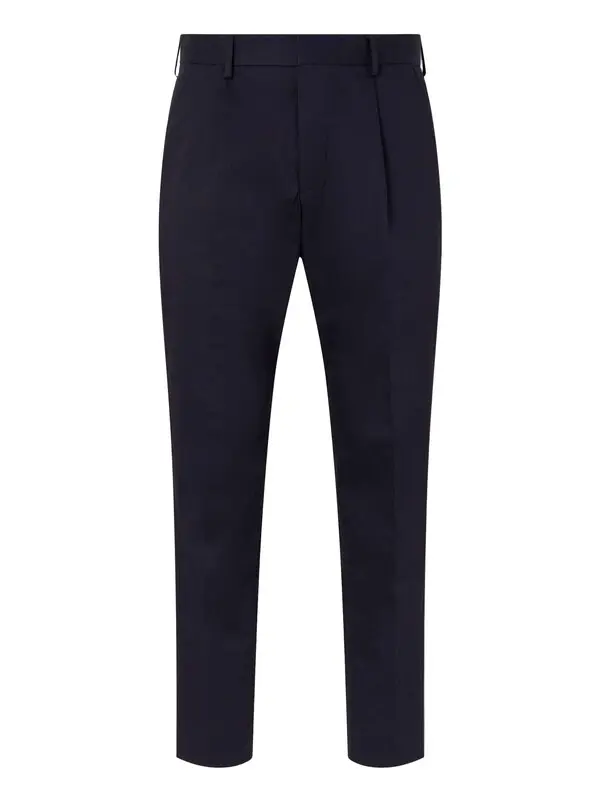 Nn07 Tapered Pleated Organic Cotton-blend Twill Trousers - Navy