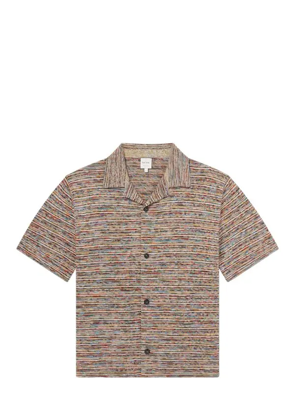 Paul Smith Camp-collar Knitted Cotton Shirt - Beige