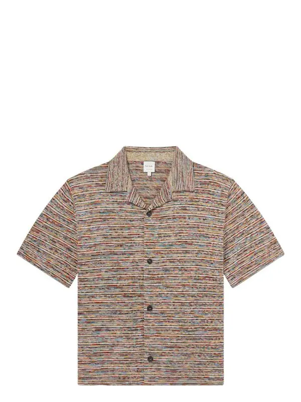 Paul Smith Camp-collar Knitted Cotton Shirt - Neutrals