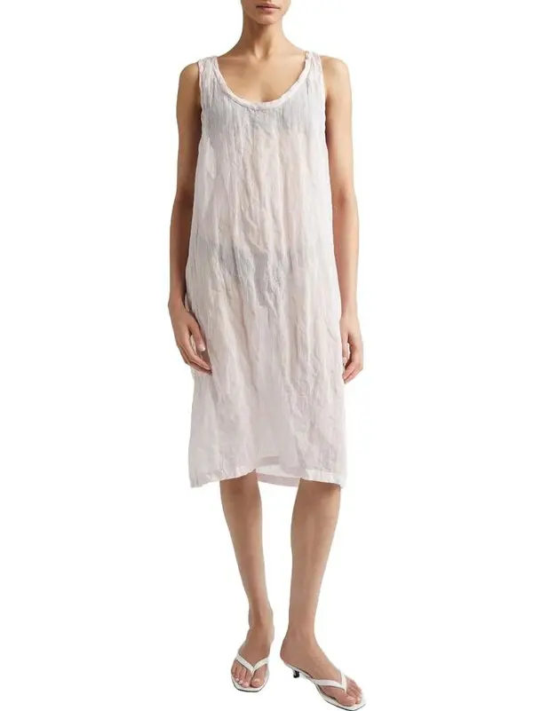 TOTEME Crinkled Cotton Blend Gauze Tank Dress - Bloom