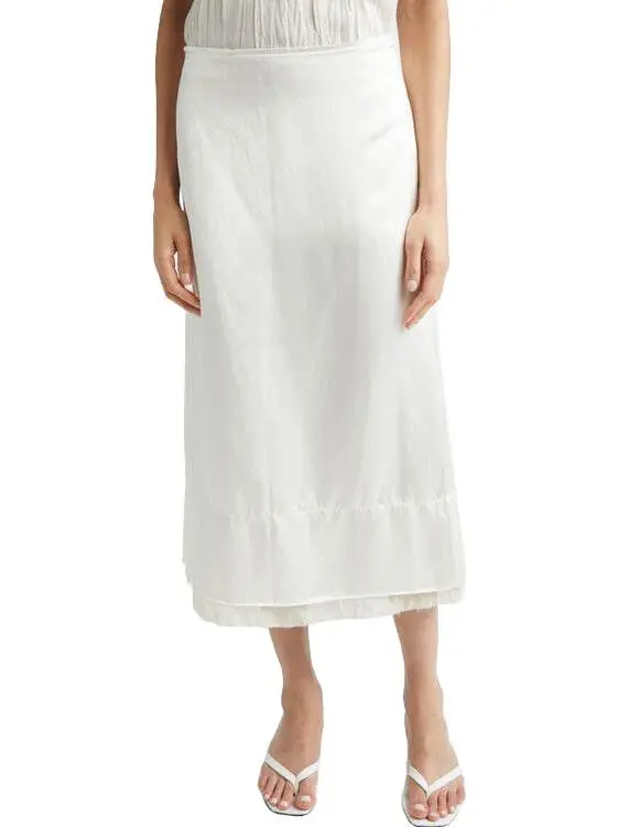 TOTEME Layered Satin Midi Skirt - Off-white