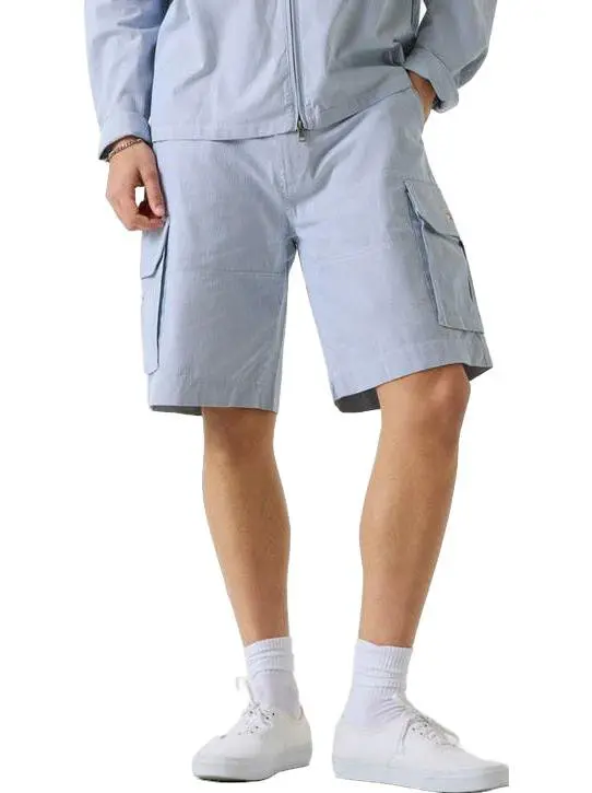 Guess Striped Nonstretch Denim Cargo Shorts - Daring Ocean/white