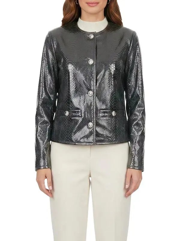 Gorski Genuine Metis Suede Python Printed Jacket - Anthracite