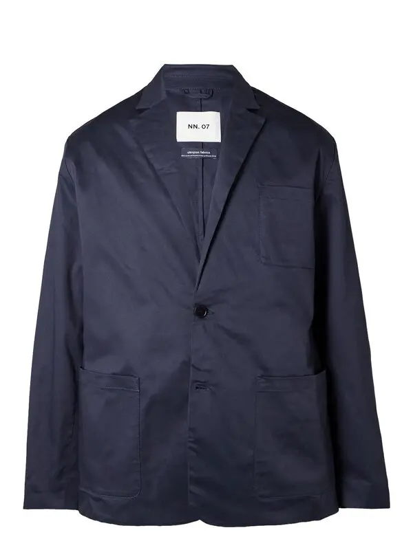 Nn07 Timo 10021 Unstructured Stretch Organic Cotton-twill Blazer - Blue