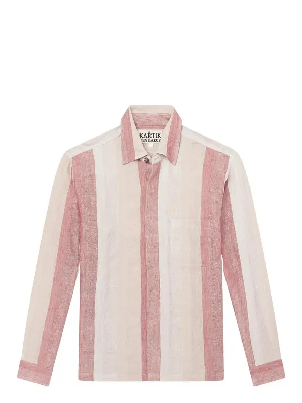 KARTIK RESEARCH Striped Linen-gauze Shirt - Pink