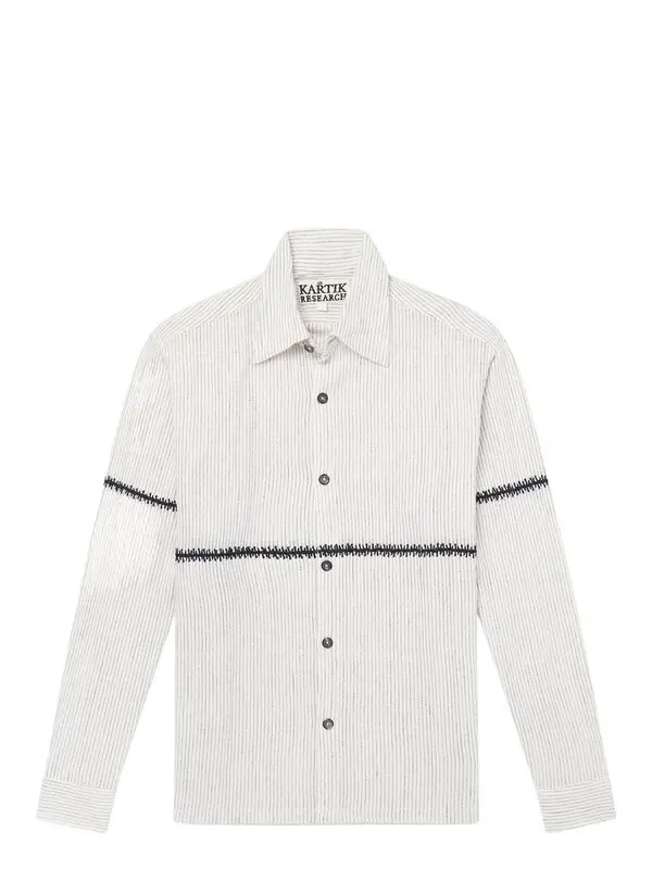 KARTIK RESEARCH Rabari Embroidered Pinstriped Shirt - White
