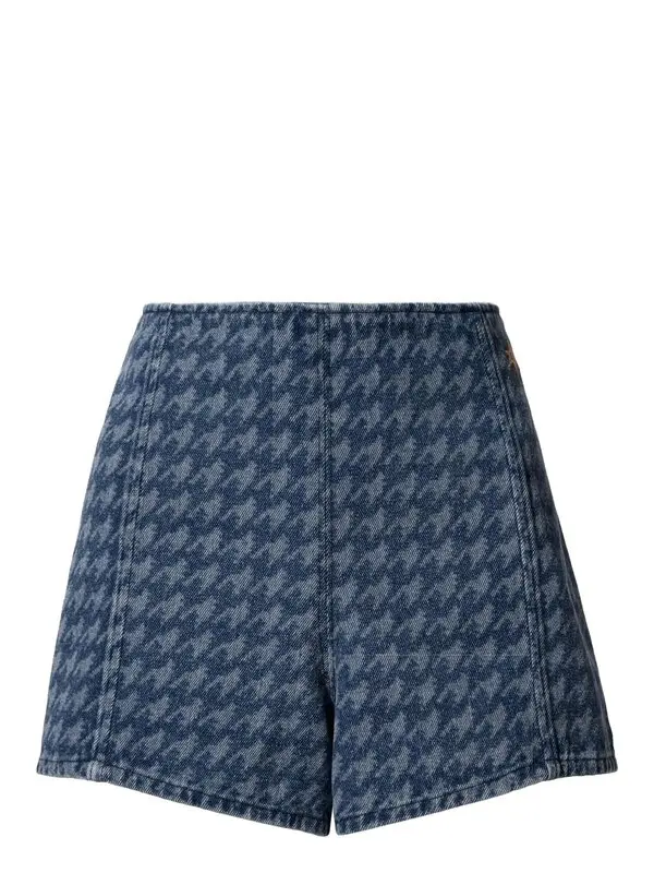 Perfect Moment Houndstooth Denim Shorts - Surf-blue