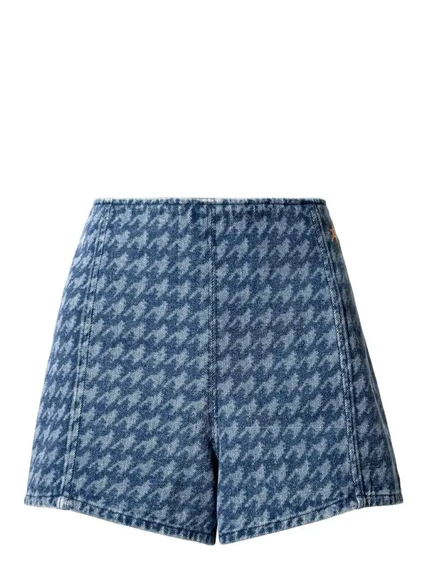 Perfect Moment Houndstooth Denim Shorts - Surf-blue