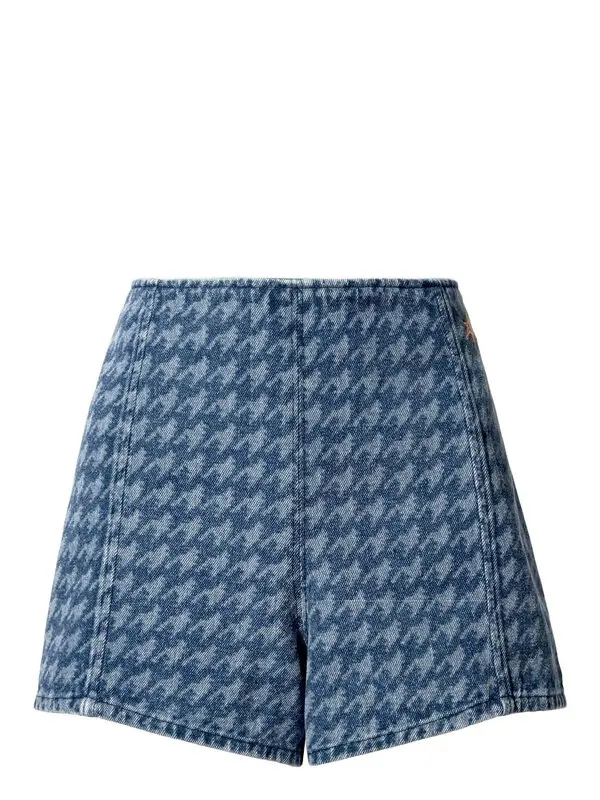 Perfect Moment Houndstooth Denim Shorts - Surf-blue