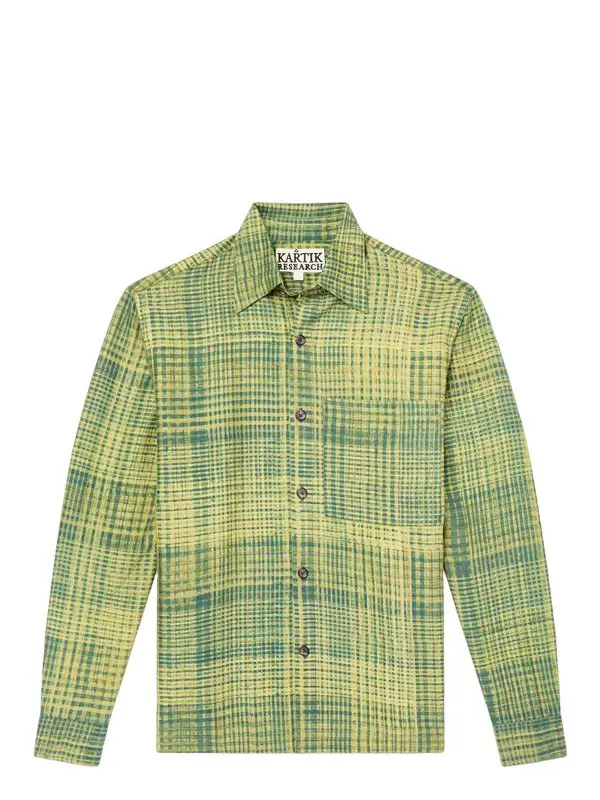 KARTIK RESEARCH Pataudi Checked Silk Shirt - Green