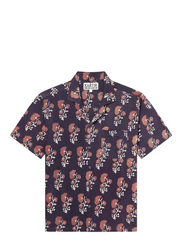 KARTIK RESEARCH Camp-collar Floral-print Silk Shirt - Black