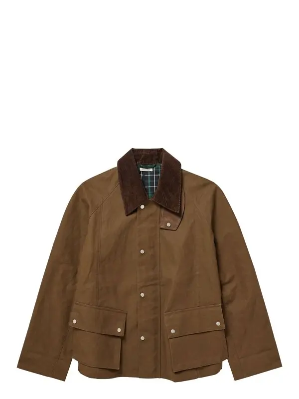 JW Anderson Corduroy-trimmed Waxed-cotton Field Jacket - Dark Green