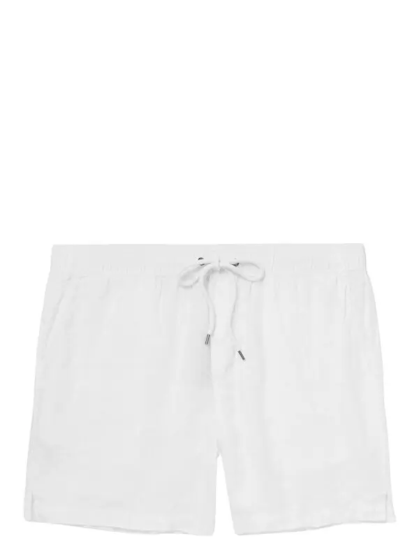 JAMES PERSE Straight-leg Garment-dyed Linen Drawstring Shorts - White