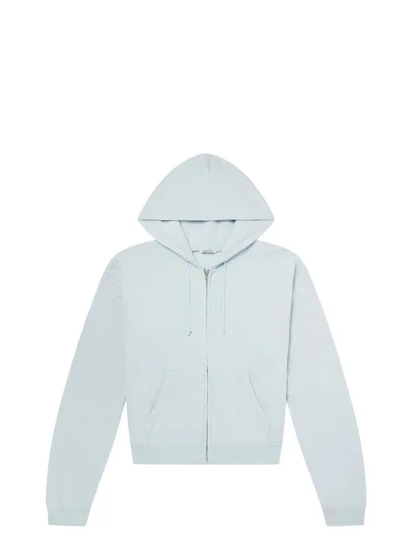 Auralee Cotton, Wool And Silk-blend Zip-up Hoodie - Blue