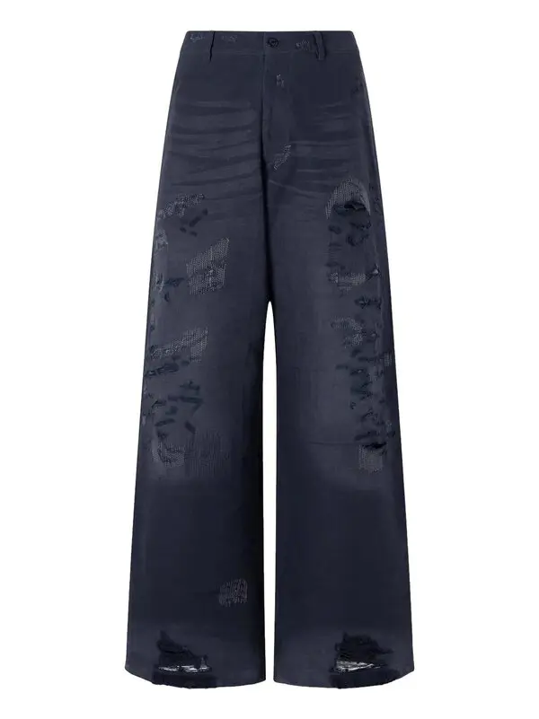 Acne Studios Straight-leg Distressed Cotton Trousers - Black