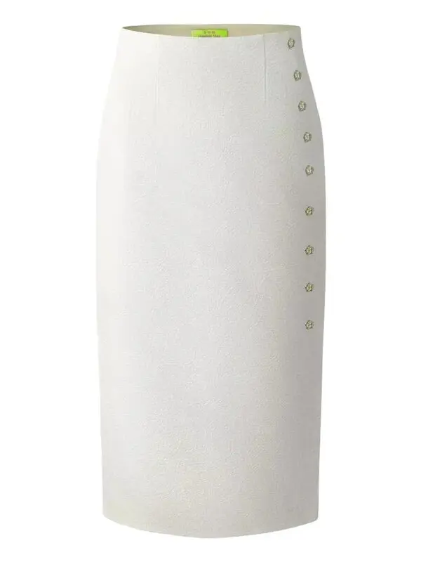 Shanghai Tang Floral Print Skirt With Buttons - Neutrals