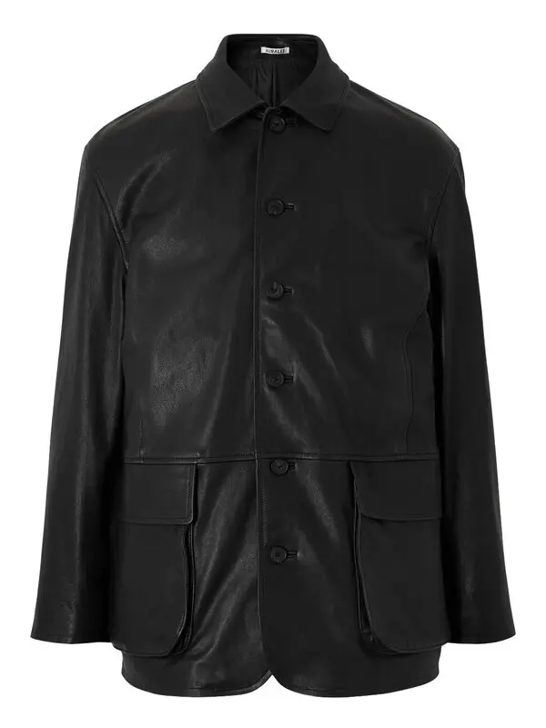 Auralee Full-grain Leather Blouson Jacket - Black