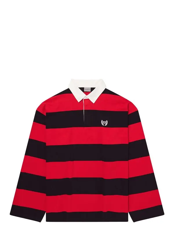 Balenciaga Logo-embroidered Striped Cotton-jersey Polo Shirt - Red