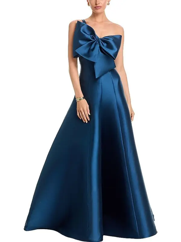 Amsale Mikado Double Strap Bow Gown - French Blue