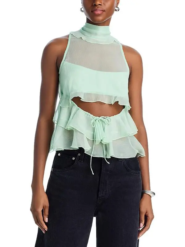 Bardot Cynthia Ruffle Blouse - Peppermint