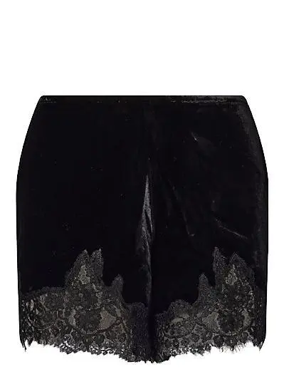 REFORMATION Fern Lace-trim Velvet Shorts - Black