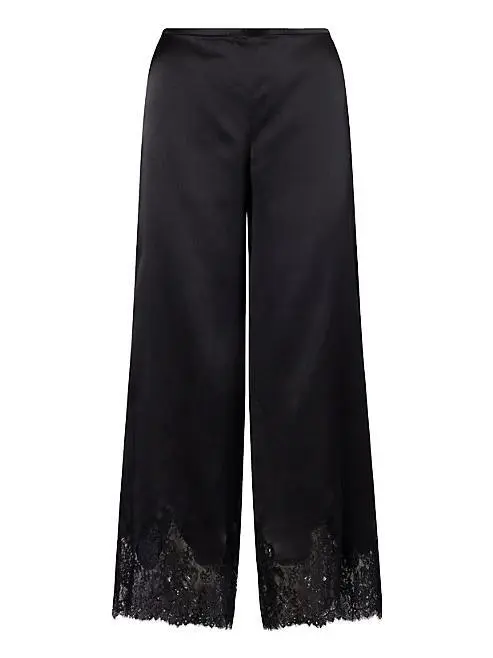 REFORMATION Carolina Cropped Silk Trousers - Black