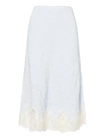 REFORMATION Carolina Lace-trim Woven Midi Skirt - Sky Blue Jacquard