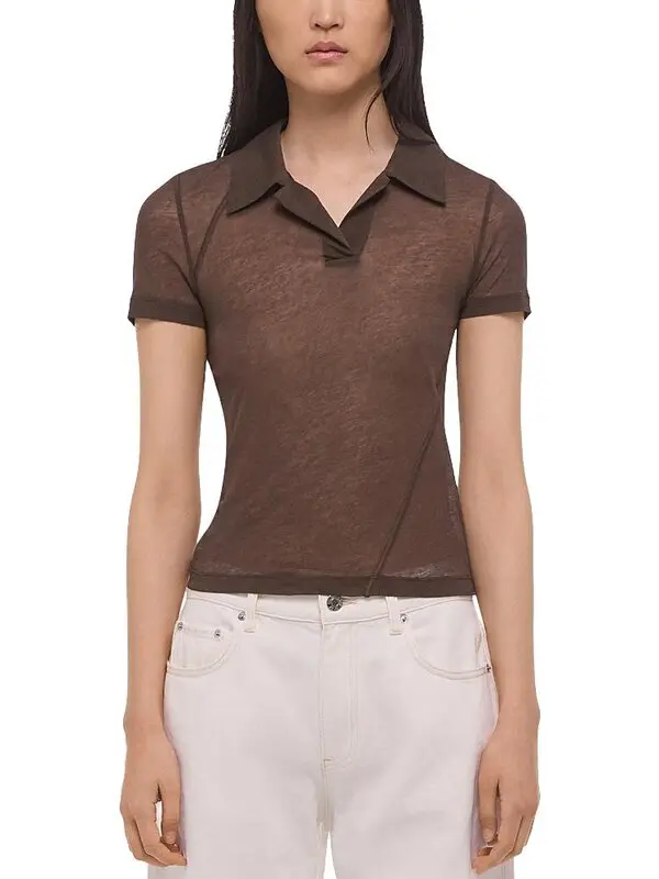 Helmut Lang Twisted Polo Zerosca Top - Bistre
