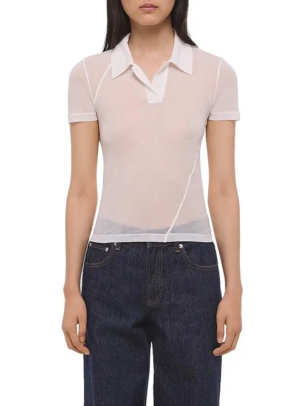 Helmut Lang Twisted Polo Zerosca Top - White