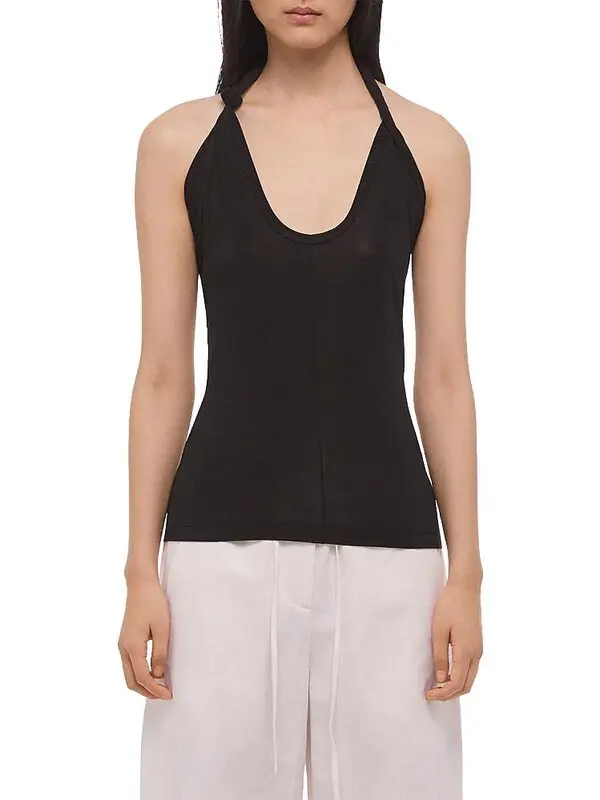 Helmut Lang Halter Neck Twist Dancer Top - Black