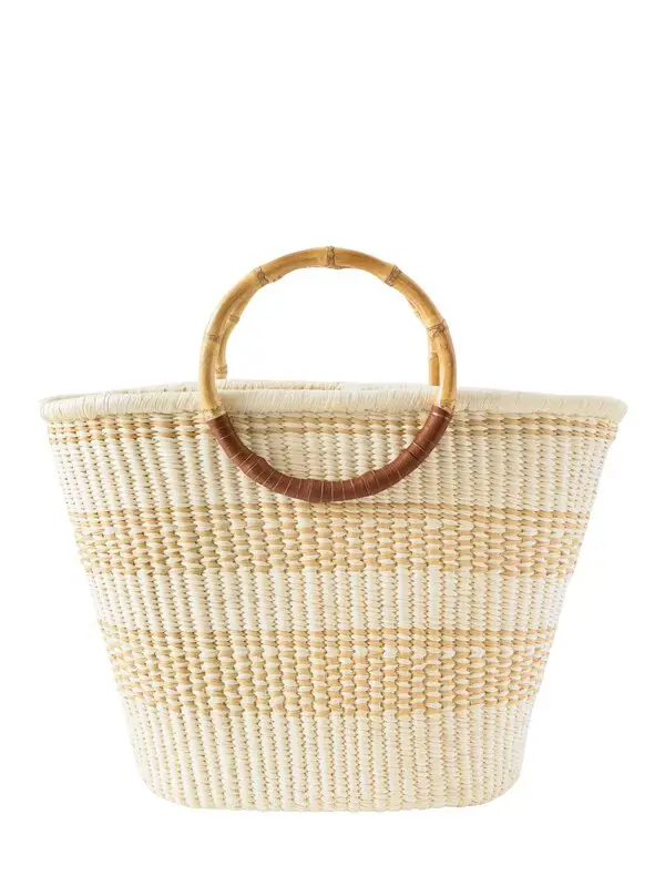 SENSI STUDIO Leather-trimmed Straw Tote - Neutrals