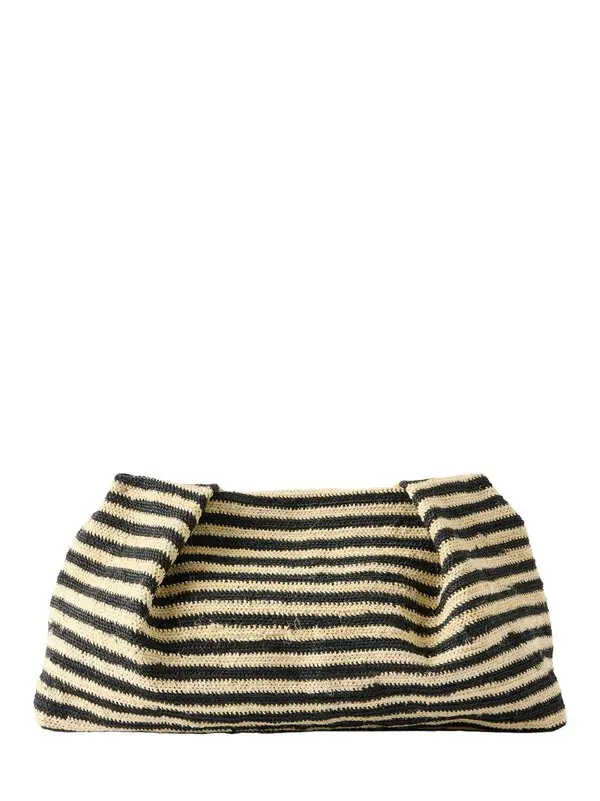 SENSI STUDIO Medium Two-tone Sisal Clutch - Black