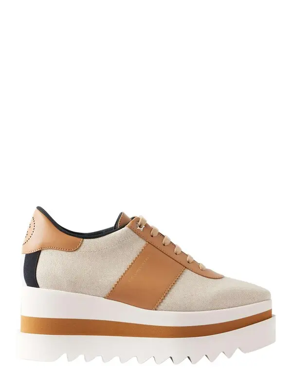 Stella McCartney Sneak-elyse Exaggerated-sole Canvas Sneakers - Tan