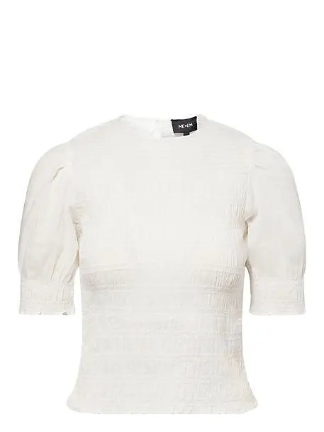 ME+EM Cotton-poplin Smocked Blouse - Soft White
