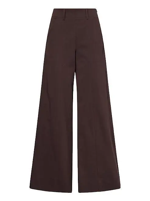 ME+EM High-waisted Wide-leg Cotton-blend Trousers - Cocoa Brown