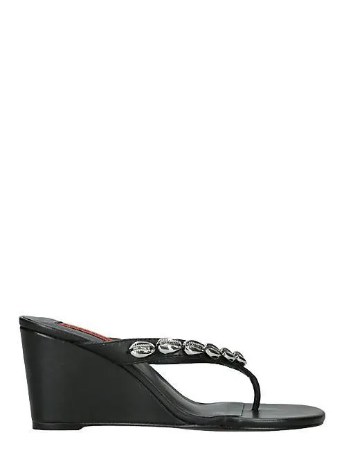 SIMONMILLER Soleil Shell Heeled Leather Wedges - Blk/other