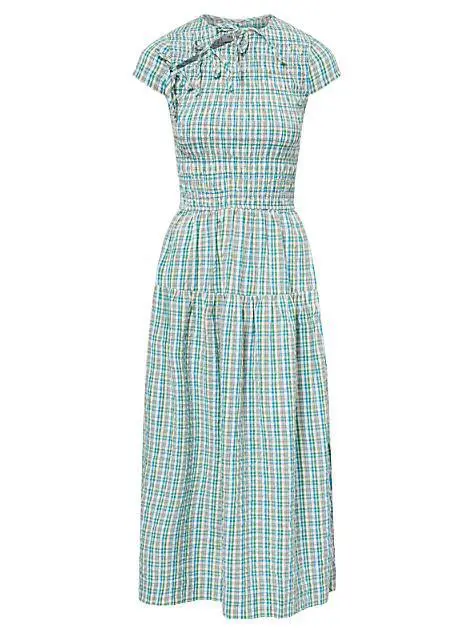 DAMSON MADDER Ebba Smocked Cotton Midi Dress - Multi
