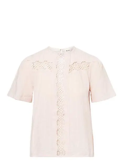 ME+EM Embroidered Cut-out Cotton Blouse - Blush Pink