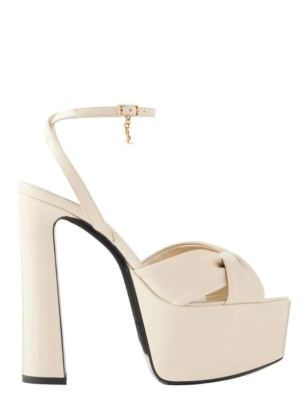 Saint Laurent Franciane Leather Sandals - Neutrals